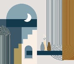 Graphic blue arch wallpaper - Muralconcept