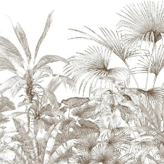 Tropical monochrome engraving wallpaper - Muralconcept