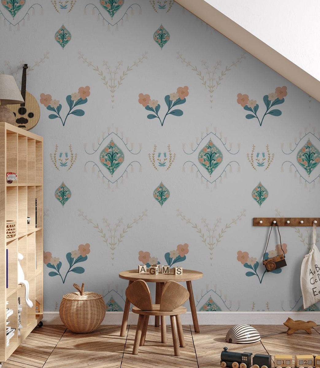 Natural arabesque children's wallpaper - Muralconcept