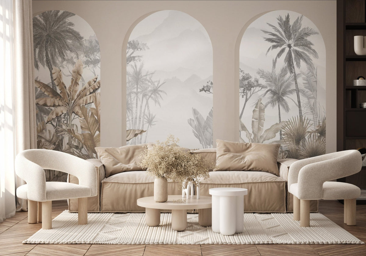 Sepia tropical arches wallpaper - Muralconcept
